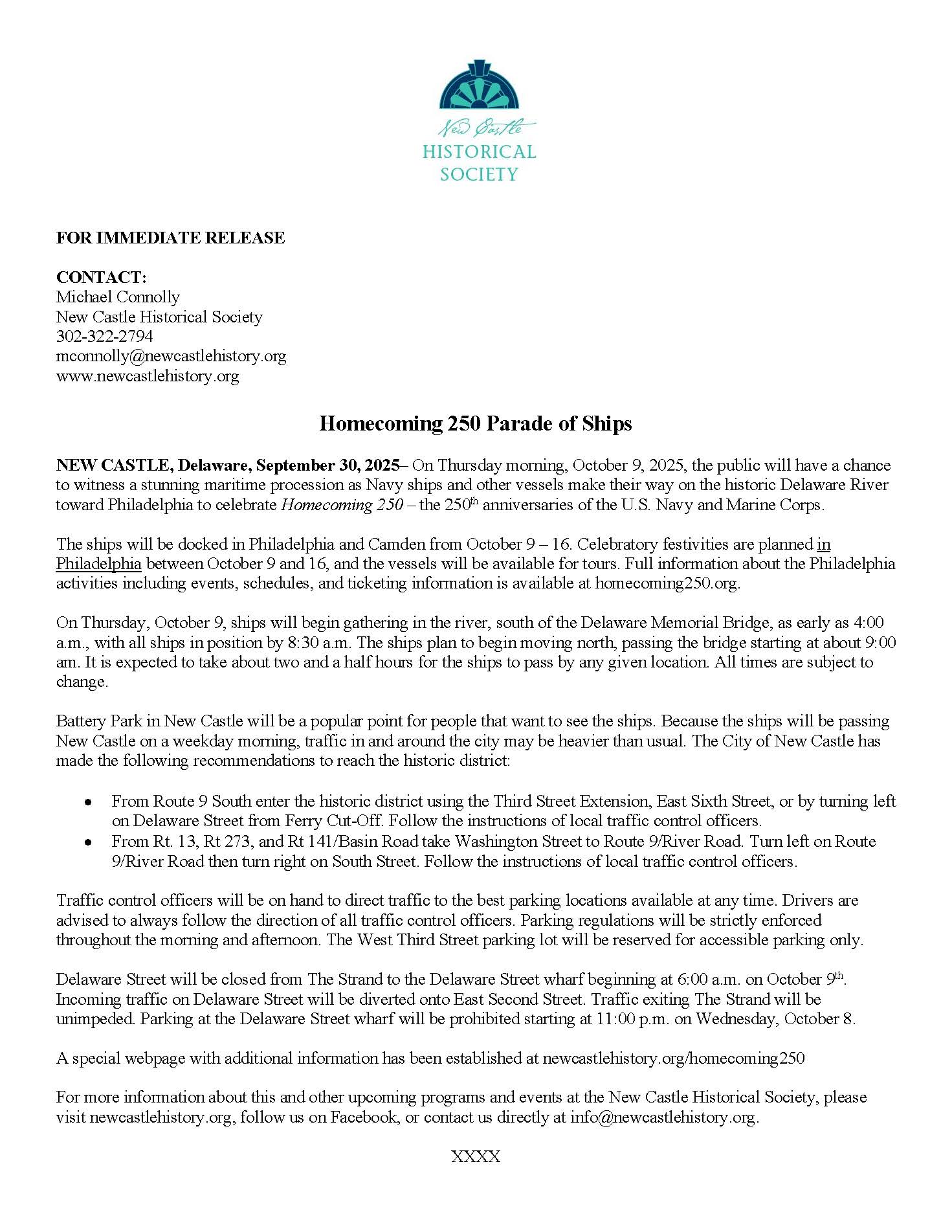 Press Release - Homecoming 250 Parade of Ships on the Delaware - City ...